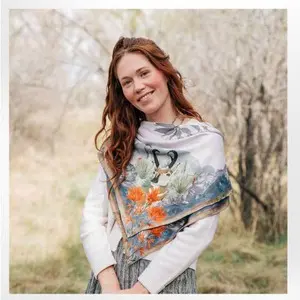 MATTY MILLER STUDIO 100% Silk Scarf San Luislandscape Wildlife Floral